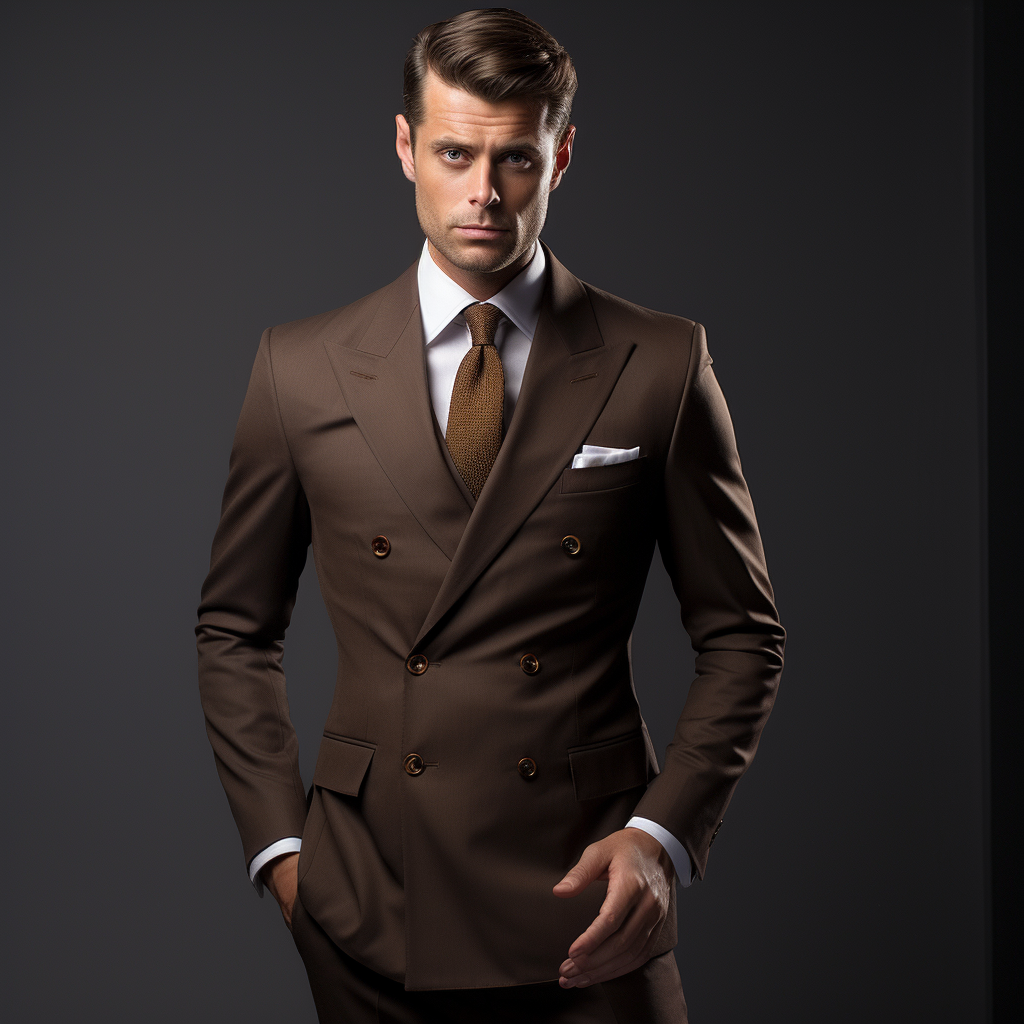 Sophisticated Brown Double-Breasted Business Suit for Men - Profession ...