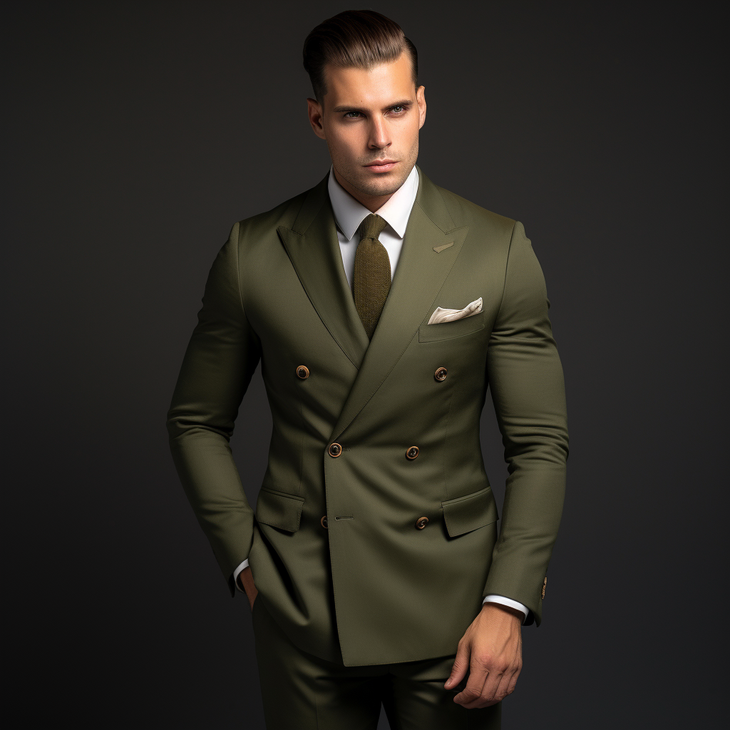Khaki Green Double Breasted Wedding and Business Suit for Men - Stylis ...